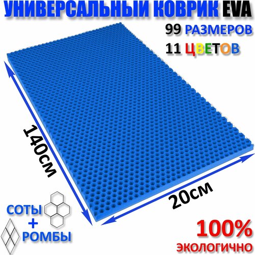 Коврик придверный EVA(ЕВА) соты в прихожую, ковролин ЭВА kovrik, синий/ размер см 140 х 20