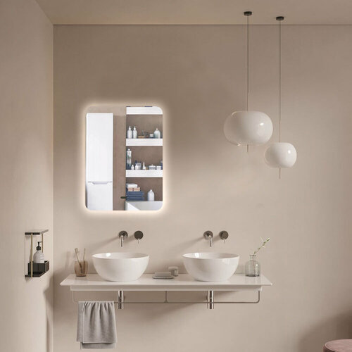 Зеркало для ванной Prisma 120*80 прямоугольное вертикальное c подогревом