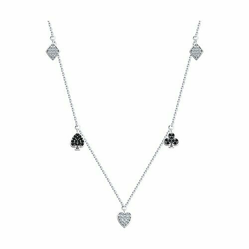 Колье Diamant online, серебро, 925 проба, фианит, длина 50 см., черный