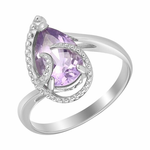 Перстень UVI Ювелирочка, серебро, 925 проба, родирование, размер 18, серебряный, фиолетовый
