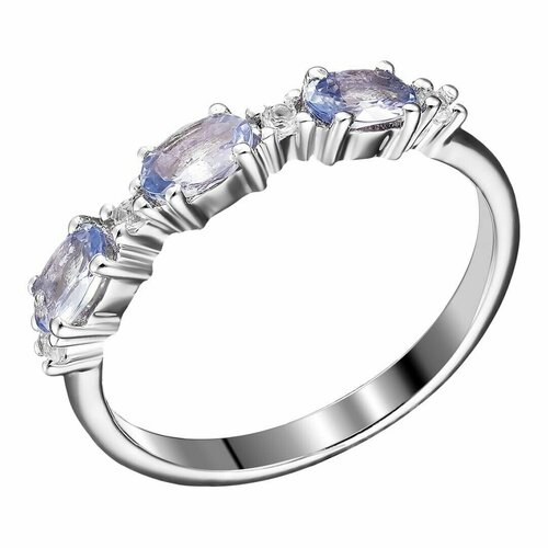 Перстень UVI Серебряное кольцо с Танзанитами и Топазами, серебро, 925 проба, родирование, танзанит, топаз, размер 19, синий, серебряный
