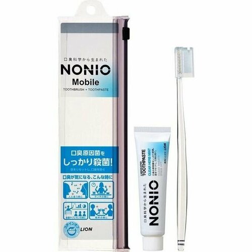 LION Дорожный набор "Nonio Mobile" (Узкая зубная щётка средней жёсткости + зубная паста 30 г + чехол)