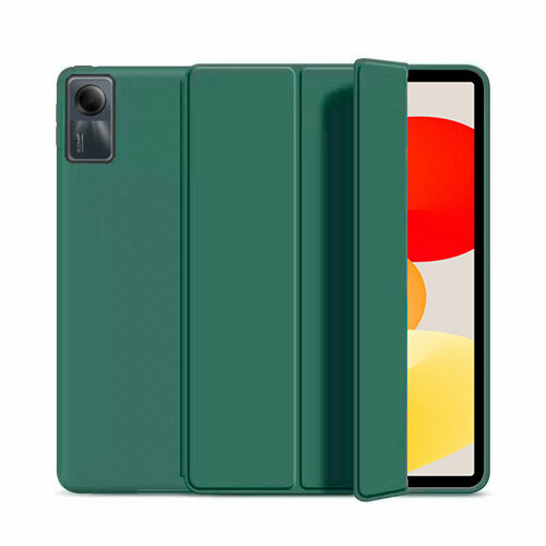 Чехол для планшета Redmi Pad SE (11 дюймов), из мягкого силикона, трансформируется в подставку (темно-зеленый)