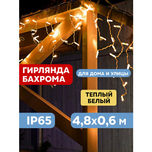 Гирлянда NEON-NIGHT Бахрома Айсикл, 255-138, 1 шт. в наборе, 4.8 х 0.6 х 4.8 м, 4.8 х 0.6 м, 176 ламп, белый