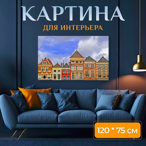Картина на холсте "Место, фасад, городской пейзаж" на подрамнике 120х75 см. для интерьера