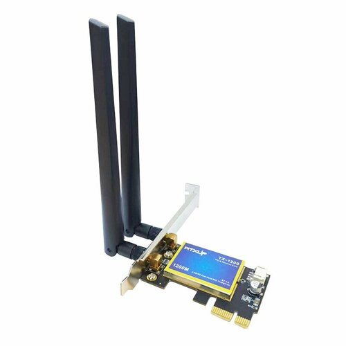 Wi-Fi PCI-E Адаптер WTXUP TX-1200, 2.4/5 ГГц, 1200 Мбит/сек, Bluetooth 4.0, 2 Внешние Антенны, Сетевая Карта для ПК, для Компьютера
