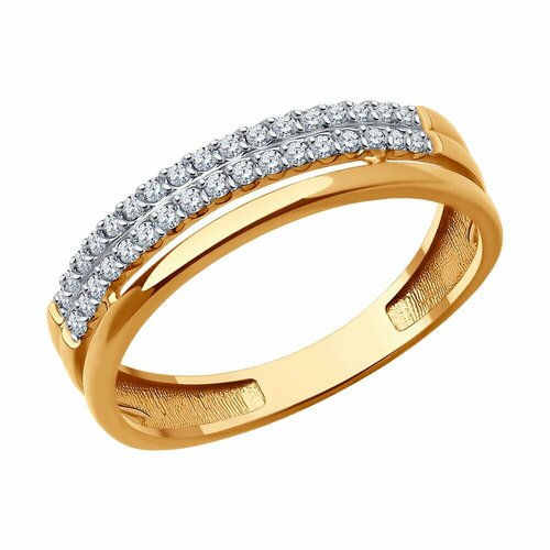 Кольцо Diamant, красное золото, 585 проба, фианит, размер 18.5