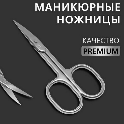 Ножницы маникюрные "Premium", загнутые, широкие, 9.3 см, на блистере, цвет серебристый