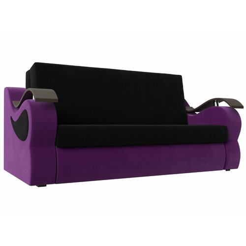 Прямой диван Меркурий 160, Микровельвет черный и фиолетовый