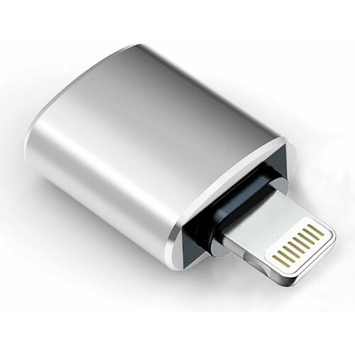 Адаптер переходник Lightning - USB OTG для iPhone, iPad, алюминиевый Silver