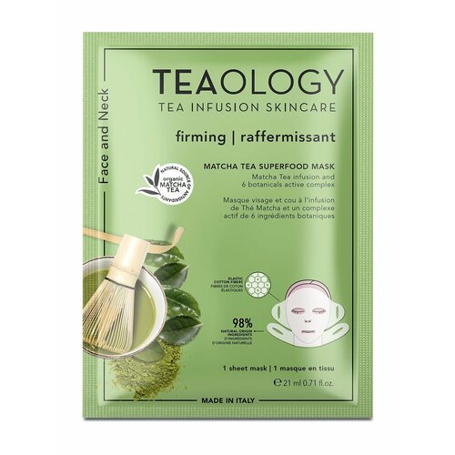 Укрепляющая тканевая маска для лица и шеи / Teaology Matcha Tea Superfood Face and Neck Mask