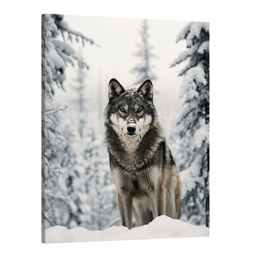 Интерьерная картина 50х70 "Волки в тайге"
