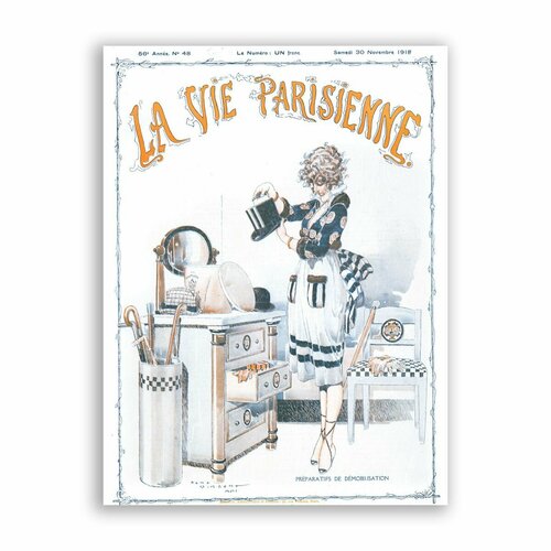 Постер на бумаге в стиле Пин-ап / La Vie Parisienne - Preparatifs de Demobilisation / Размер 30 x 40 см