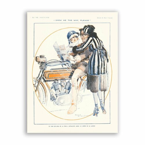 Постер на бумаге в стиле Пин-ап / La Vie Parisienne - Show me the way, Please / Размер 30 x 40 см