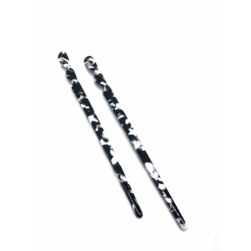 Китайские палочки для волос мраморные с принтом 2 шт черно-белые