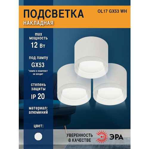 Подсветка ОЛ17 GX53 WH Накладные светильники, под GX53 (комплект 3 шт)