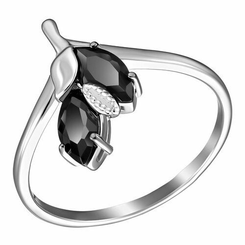 Кольцо UVI Ювелирочка, серебро, 925 проба, родирование, размер 18.5, черный, серебряный