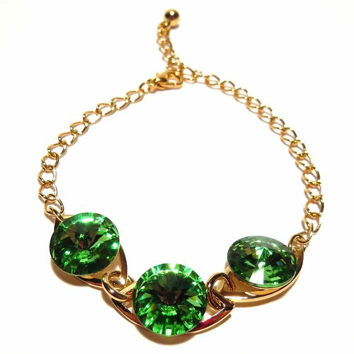Браслет-цепочка LAURA/Чехия, кристаллы Swarovski, 1 шт., размер 22 см., размер one size, зеленый