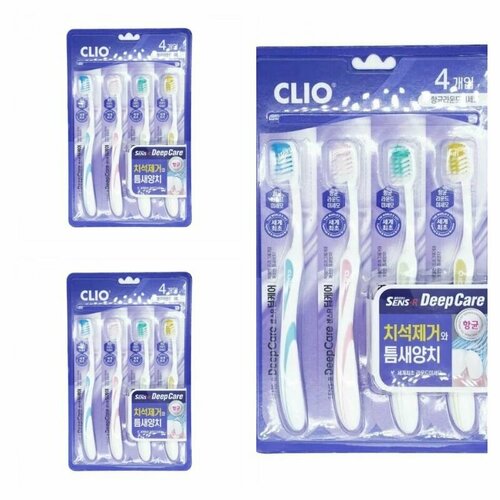 Clio Sens Progress Antibacterial R Набор зубных щеток 4 шт, 3 упаковки.
