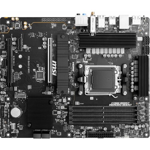 MSI Материнская плата MSI PRO B650-S WIFI SocketAM5 AMD B650 4xDDR5 ATX AC`97 8ch(7.1) 2.5Gg RAID+HDMI+DP PRO B650-S WIFI