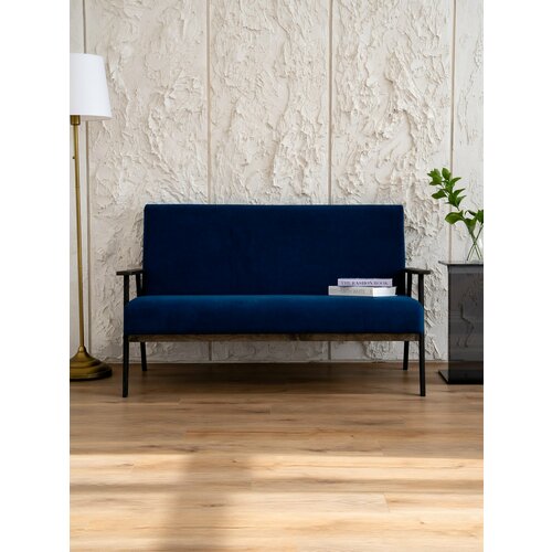 Прямой диван Relax, синий, 2-х местный, 138x75x80