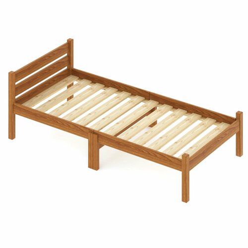 Кровать односпальная Классика Компакт сосновая с реечным основанием, цвет ольхи, 80х200 см