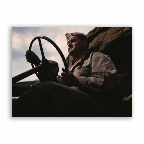 Постер, плакат на бумаге / Американские военные 40-х годов - Водитель / Размер 30 x 40 см