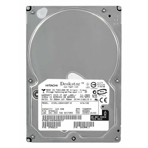 Жесткий диск Hitachi IC35L120AVV207-0 123,5Gb 7200 IDE 3.5" HDD
