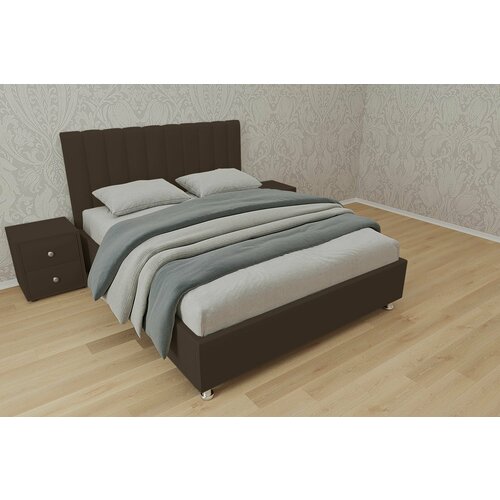 Двуспальная кровать Челси 180x200 с подъемным механизмом и с коробом для белья велюр коричневый ножки 5 см