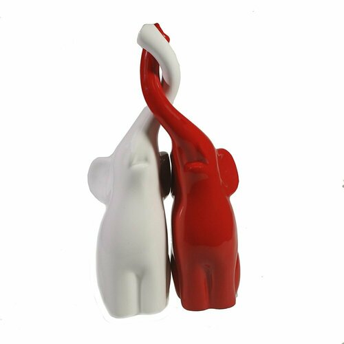 Фигура декоративная Пара слонов (белый+красный глянец), 9*14*26см KSMR-713353/S026