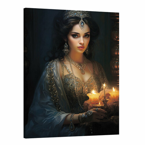 Интерьерная картина 50х70 "Принцесса с роскошными украшениями"