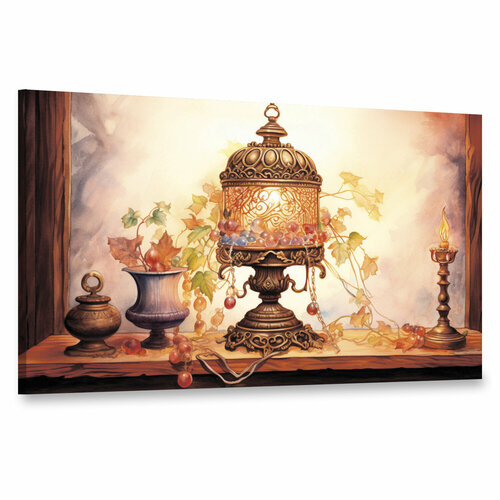 Интерьерная картина 100х60 "Натюрморт с лампой"