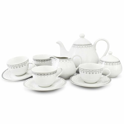 Чайный сервиз на 4 персоны Leander "Хьюджилайн-серый" 11 предметов