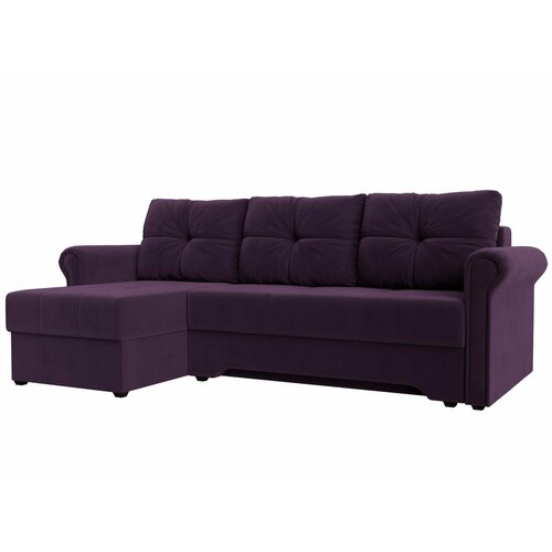 Угловой диван Леон левый угол, Велюр фиолетовый
