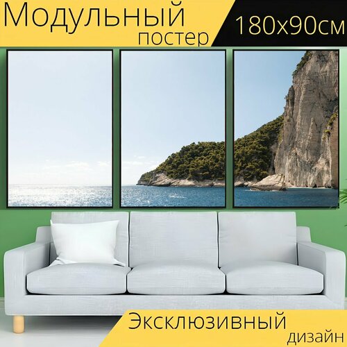 Модульный постер "Закинтос, греция, море" 180 x 90 см. для интерьера