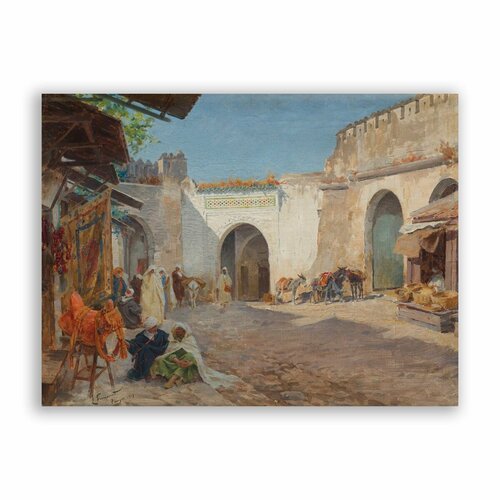 Картина на холсте, репродукция / Энрике Симоне - Mercado de Tanger, 1913 / Размер 30 x 40 см