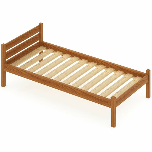 Кровать односпальная Классика из массива сосны с реечным основанием, 200х90 см (габариты 210х100), цвет ольхи