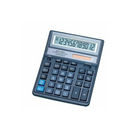 Калькулятор настольный Citizen "Business Line" 12 разрядов, 203*158*31мм, двойное питание, синий