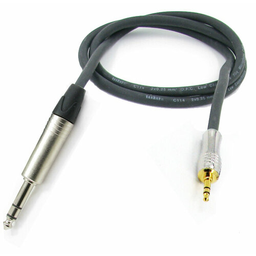 Кабель mini JACK 3,5 (TRS) - JACK 6,3 (TRS) стерео, симметричный (С114) , netaudio, длина 2 метра