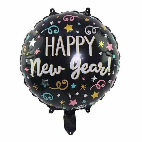 Воздушный шар С Новым годом Фольгированный Happy New Year 46 см Звезда