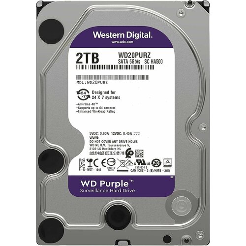 Внутренний жесткий диск Western Digital Б/У / WD PURPLE / для видеонаблюдения камер, 1 шт.