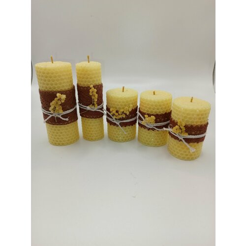 Набор из 5 свечей из медовой вощины разного размера