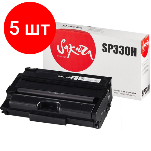 Комплект 5 штук, Картридж лазерный SAKURA SP330H чер. для Ricoh