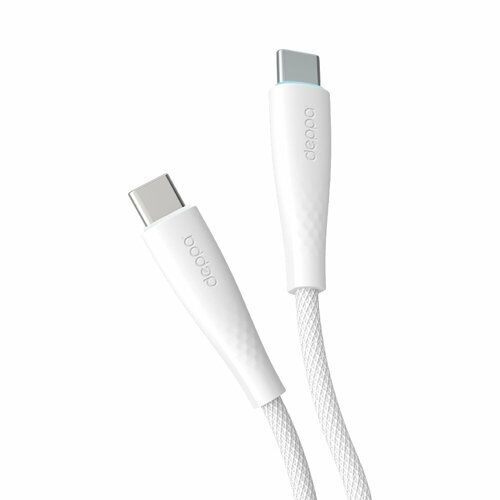 Дата-кабель Fly USB-С - USB-С, 60Вт, 1.2м, белый, Deppa, Deppa 72546