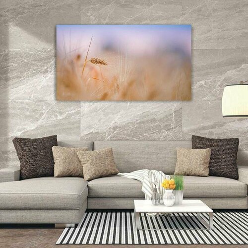 Картина на холсте 60x110 LinxOne "Макро, поле, колосок" интерьерная для дома / на стену / на кухню / с подрамником