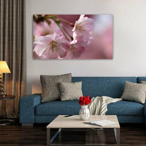 Картина на холсте 60x110 LinxOne "Весна, цвет, розовый, нежность" интерьерная для дома / на стену / на кухню / с подрамником