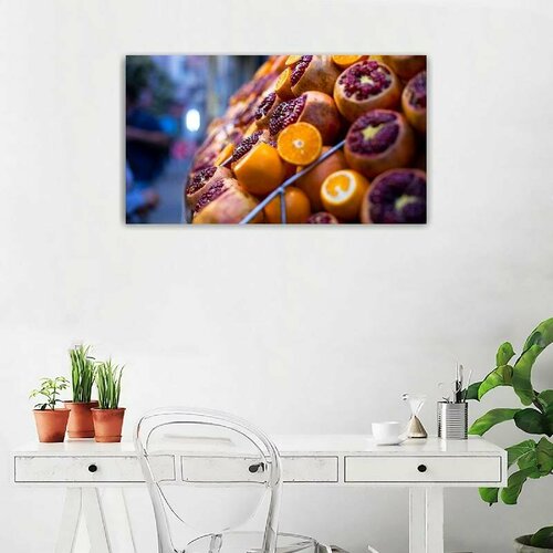 Картина на холсте 60x110 LinxOne "Апельсины гранаты Стамбул" интерьерная для дома / на стену / на кухню / с подрамником