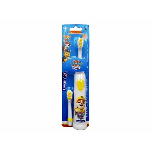 Электрическая зубная щетка Longa Vita Paw Patrol детская, ротационная 2 насадки от 3-х лет, желтая КАВ-3-НТМ/желтая