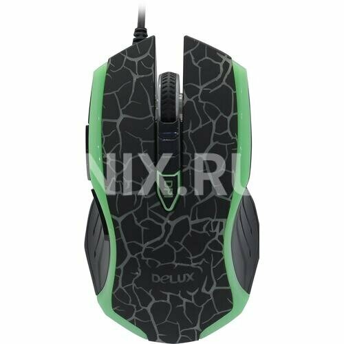 Мышь Delux Optical Mouse M556 Black/Green crack lacquer 2400dpi