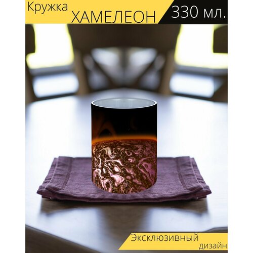 Кружка хамелеон с принтом "Пространство, планета, внеземной" 330 мл.
